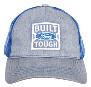 checkered flag men's built ford tough logo cap mesh back gray blue hat