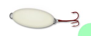 big nasty tackle super glow lead-free trout-n-pout spoon (1 pack) (1 1/8 oz, original green)