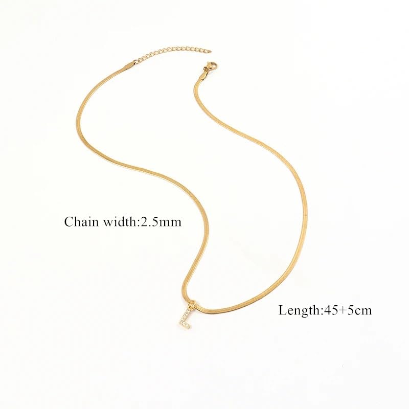 Gold Initial Necklaces For Women Trendy,Dainty 18k Gold Plated Charm Choker Necklace For Women Herringbone Chain Necklaces Jewelry A