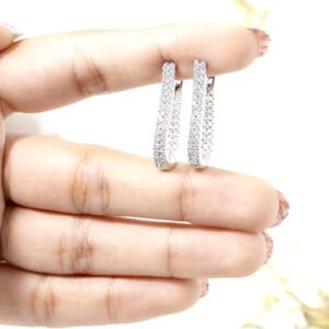 1.30 Carat Cubic Zirconia Inside Out Huggie Hoop Earrings for Women in 925 Sterling Silver (VVS, 1 1/3 CTW) Handmade Mini CZ Huggie Hoops by Octa Pearl