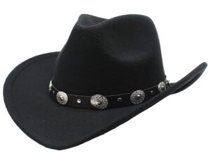 eohak shapeable western cowboy hat for men women fedoras wool cap felt cowgirl jazz hats with silver canyon m-l