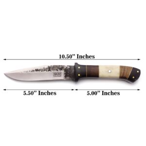 GCS Handmade Mixed Handle D2 Tool Steel Tactical Hunting Knife with leather sheath Full tang blade designed for Hunting & EDC GCS 509