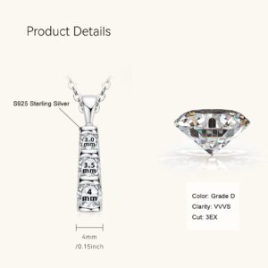 DYUNQ Moissanite Necklace Sterling Silver, Lab Created Diamond Necklaces for Women White Gold Plated 3 Stone Pendant, 18 to 20 Inch