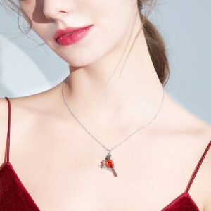 LONAGO Red Cardinal Necklace Cardinal Pendant Necklace with Cubic Zirconia Spiritual of True Love Present for Women