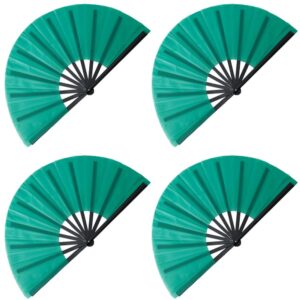 gionforsy 4pcs clap fan fabric large folding fan chinese tai chi fan set decorative folding hand fan for festival dance party (green)