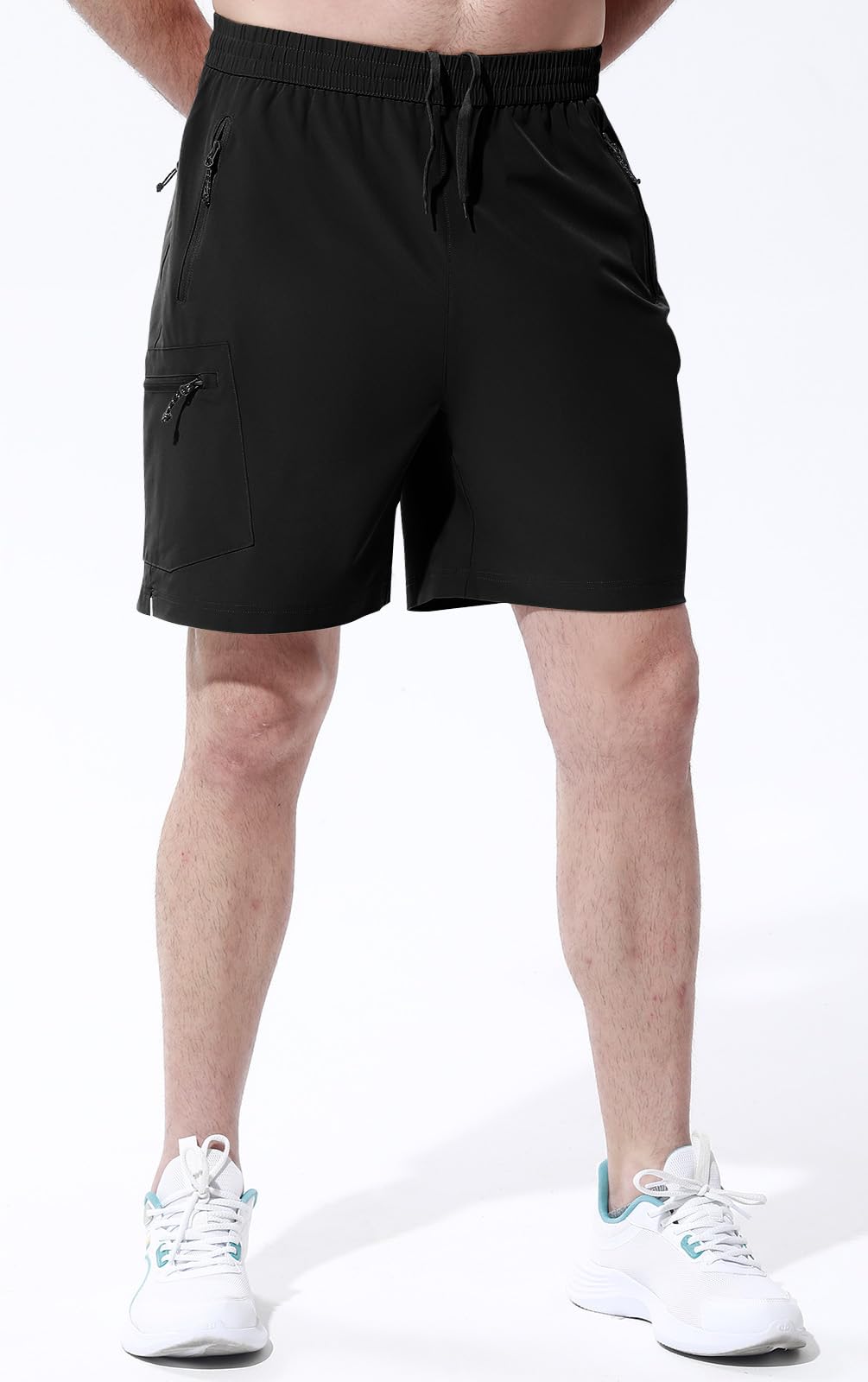 Rdruko Men's Work Hiking Shorts Lightweight Quick Dry Outdoor Cargo Shorts with Pockets(Black, US XL)