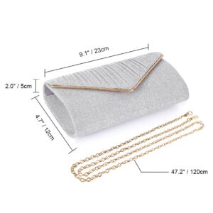 Gionforsy Evening Clutch Bag for women Sparkling Clutch Purse Roaring 20s Gastby Bag for Wedding Cocktail Dance Party (Style3-Silver)