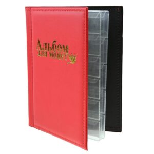 Coin Collection Album， Coins Display Storage Book Holder Collecting Sleeves Organizer Case 300 Pockets Pennies Collections Supplies Box Bill Commemorative Collector Money Foreign Currency Quarters Red