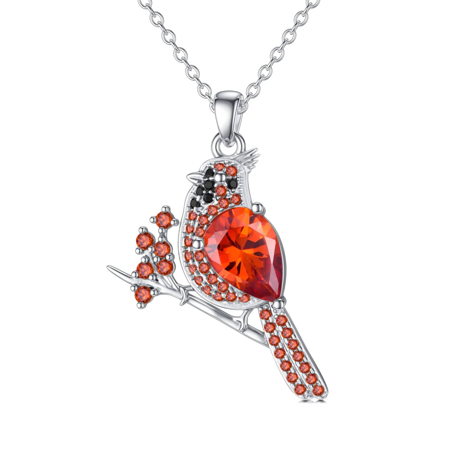 LONAGO Red Cardinal Necklace Cardinal Pendant Necklace with Cubic Zirconia Spiritual of True Love Present for Women