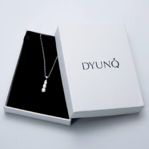 DYUNQ Moissanite Necklace Sterling Silver, Lab Created Diamond Necklaces for Women White Gold Plated 3 Stone Pendant, 18 to 20 Inch