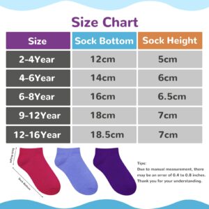 BOOPH 25 Pack Kids Low Cut Ankle Socks Boy Girl Athletic Socks 6-8 Years Multi3