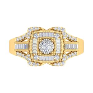 FINEROCK 1/2 Carat Diamond Engagement Ring Band in 10K Yellow Gold (Ring Size 11)