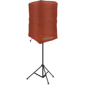 12 inch pa/dj lightweight powered speaker cover bag in brown for stand mounted speakers - over the top fit, water resistant (not waterproof), 50 uv protection