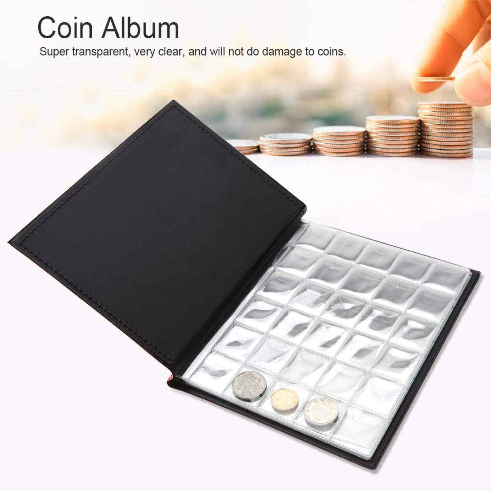 Coin Collection Album， Coins Display Storage Book Holder Collecting Sleeves Organizer Case 300 Pockets Pennies Collections Supplies Box Bill Commemorative Collector Money Foreign Currency Quarters Red