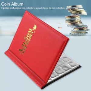 Coin Collection Album， Coins Display Storage Book Holder Collecting Sleeves Organizer Case 300 Pockets Pennies Collections Supplies Box Bill Commemorative Collector Money Foreign Currency Quarters Red