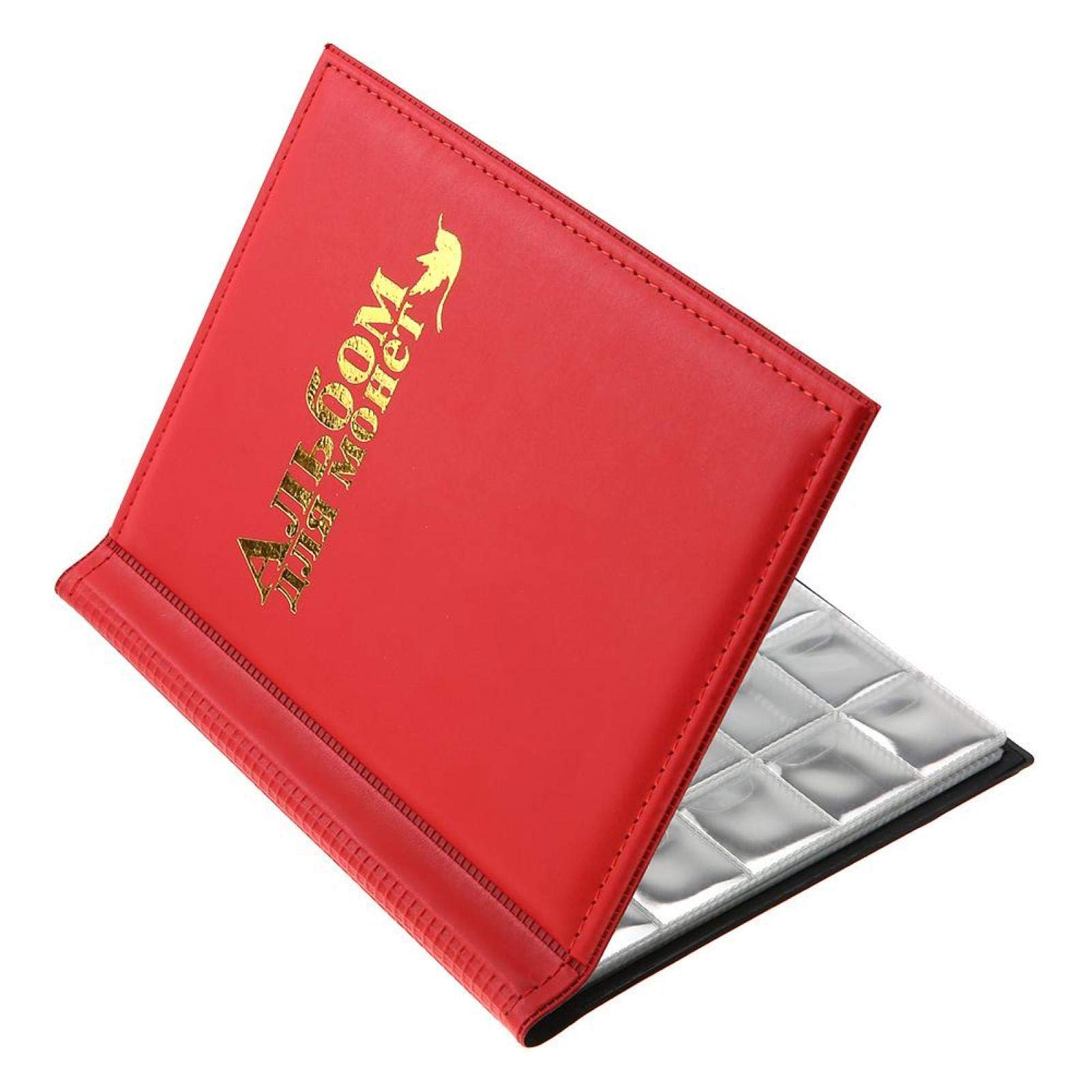 Coin Collection Album， Coins Display Storage Book Holder Collecting Sleeves Organizer Case 300 Pockets Pennies Collections Supplies Box Bill Commemorative Collector Money Foreign Currency Quarters Red