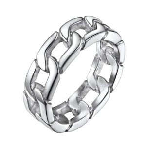 6mm stainless steel cuban chain rings for men women wedding band fashion jewelry