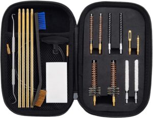 boosteady gun cleaning kit .22 cleaning kit with bore chamber brushes cleaning kit, brass cleaning rod in zippered organizer compact case