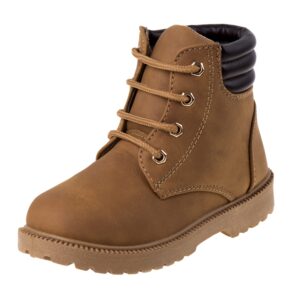 rugged bear kids hiking outdoor waterproof lace-up comfort urban styled boots - tan (size 1 big kid)