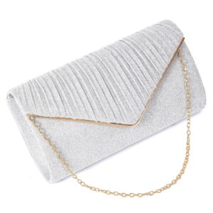 gionforsy evening clutch bag for women sparkling clutch purse roaring 20s gastby bag for wedding cocktail dance party (style3-silver)