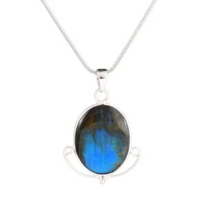 natural blue deep fire labradorite 925 sterling silver wedding amazing pendant jewelry