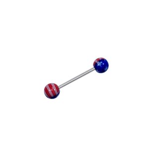 luxe modz tongue nipple barbell surgical steel acrylic america flag design 14g - sold individually