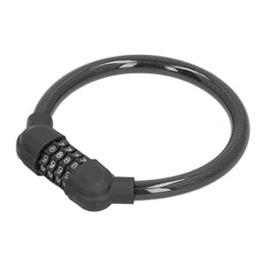 bike cable lock, anti theft lock premium material with 4 digit passwords technology for bike motorcycle door gate outdoor(black)