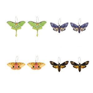 pingyongchang 4 pairs butterfly colorful acrylic earrings cute insect moth wing earrings for women summer vacation jewelry-b