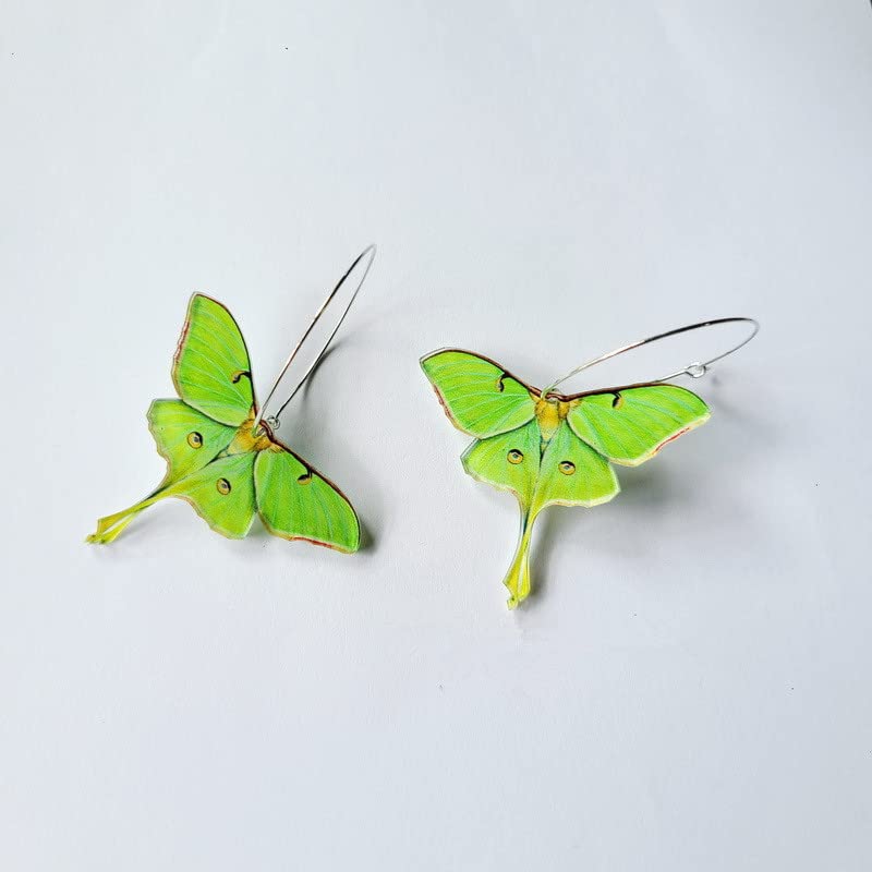 Pingyongchang 4 Pairs Butterfly Colorful Acrylic Earrings Cute Insect Moth Wing Earrings for Women Summer Vacation Jewelry-B