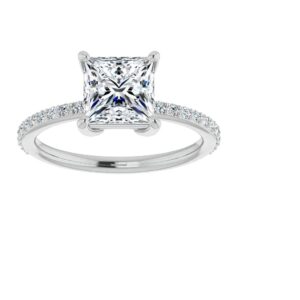 10K Solid White Gold Handmade Engagement Rings 2.0 CT Princess Cut Moissanite Diamond Solitaire Wedding/Bridal Ring Set for Women/Her Propose Ring (7)