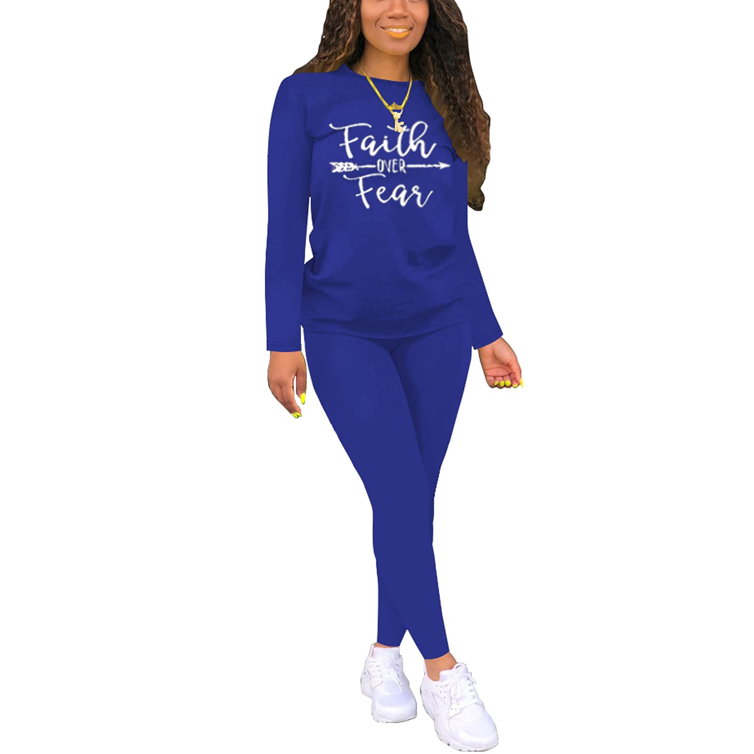 Nimsruc Two Piece Outfits For Women Sweatsuits Sets Casual Jogging Suit Fashion Tracksuit Matching Athletic Clothing Blue XL