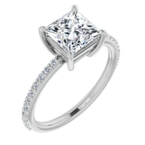 10K Solid White Gold Handmade Engagement Rings 2.0 CT Princess Cut Moissanite Diamond Solitaire Wedding/Bridal Ring Set for Women/Her Propose Ring (8)