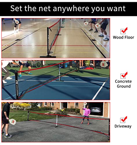 Hoverphenix Pickleball Set with Net for Driveway, Portable Regulation Size Pickleball Net System with Paddle Set of 4, Outdoor Pickleballs, Carry Bag, Weather Resistant Metal Frame