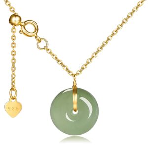 likeyo jade necklace - jade necklaces for women, natural hetian jade pendants for women, green jade necklace, 925 sterling silver gold jade jewelry for women