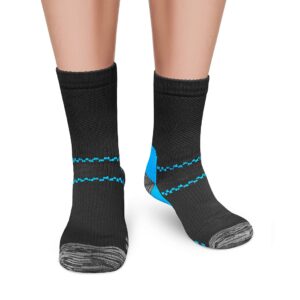 CHARMKING 6 Pairs Crew Compression Socks for Women & Men Circulation 15-20 mmHg is Best for All Day Wear Running Nurse (L/XL, Black-Multicolor)