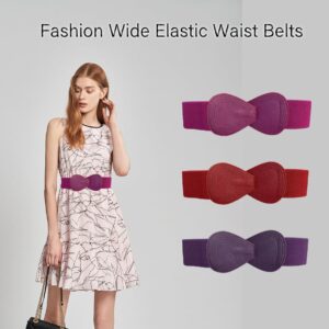 CT COTIM COYIN Women 8-Shaped Elastic Belts Stretchy Leather Waistband Wide Stretch Women Dress Belt with Interlock Buckle for Ladies Dress Coat, Purple