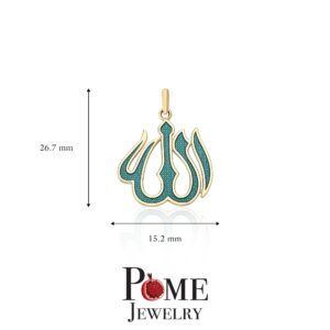 Pome Allah Pendant Necklace in Solid 14k Gold, Made in America (16" Necklace, Yellow Gold)