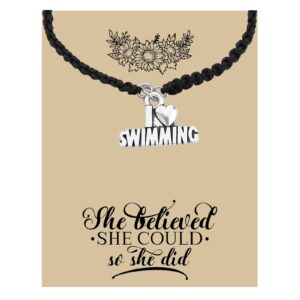 lywjyb birdgot swimming jewelry swim charm bracelet swim gift for swimmers & swim teams (swimming br card)