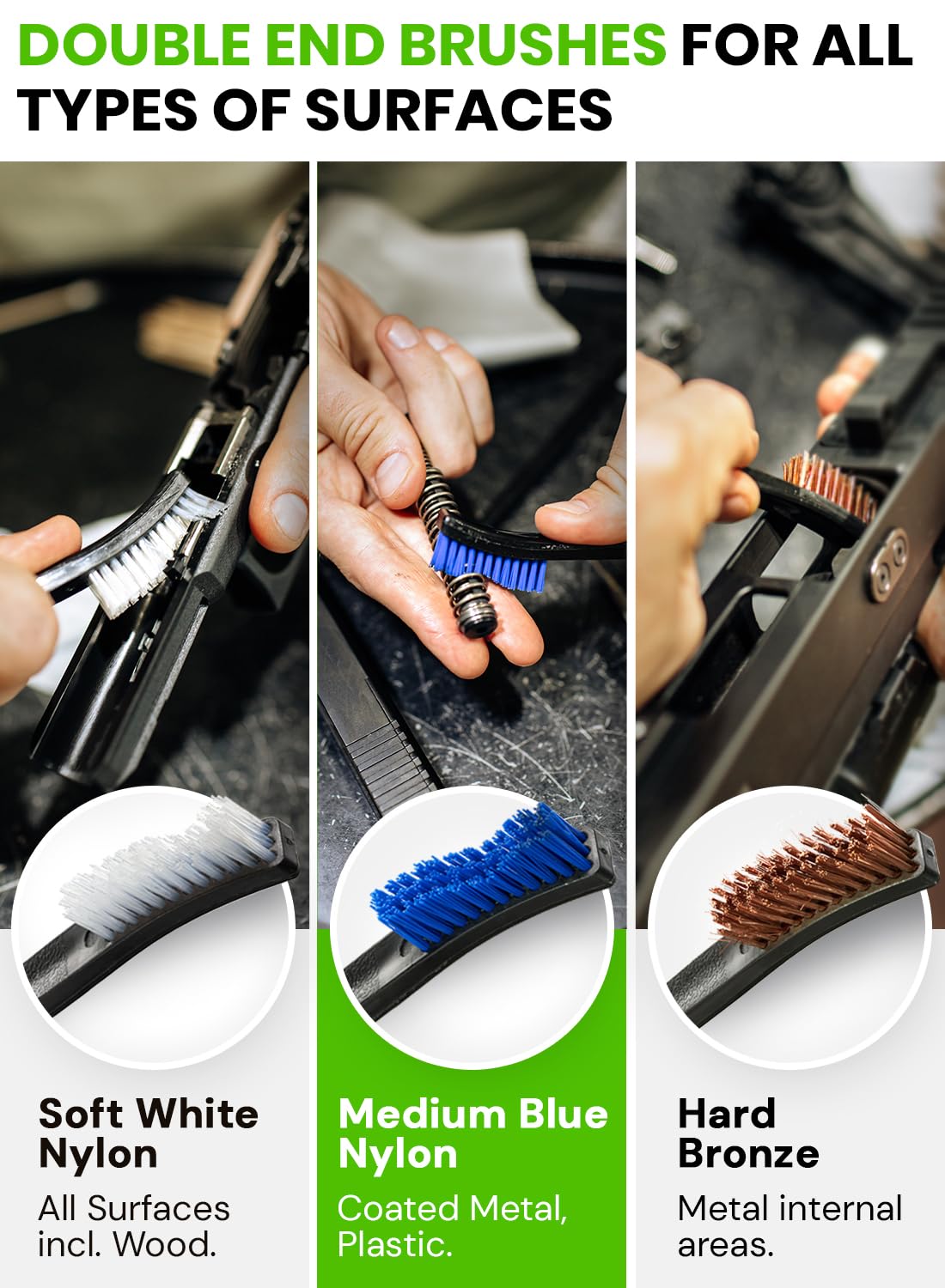 Gun Cleaning Supplies Kit 12 in 1 Universal Gun Cleaning Kit Incl. Gun Cleaning Patches, 6-inch Gun Cleaning Swabs, Double Head Gun Cleaning Brush, Cleaning Picks, Finishing Gun Cloth, Oil Applicator