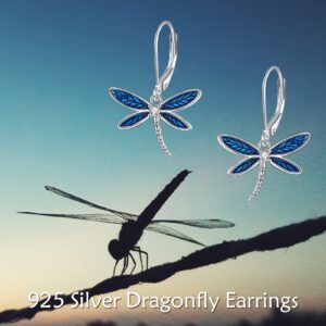 Dragonfly Earrings Sterling Silver Dragonfly Dangle Drop Earrings Dragonfly Jewelry Birthday Gifts for Women