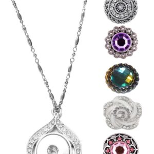 Hidden Hollow Beads Snap Interchangeable Women's Fashion Jewelry Necklace, 18" or 24" long, Fancy STRONG Stainless Steel Chain. Comes in a gift box. (24 Inch Chain, Swirls)