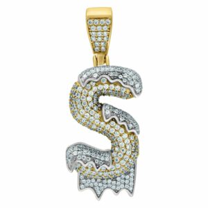 gemstone jewellery14k yellow gold over 2ct round diamonds initial alphabet letter s charm pendant