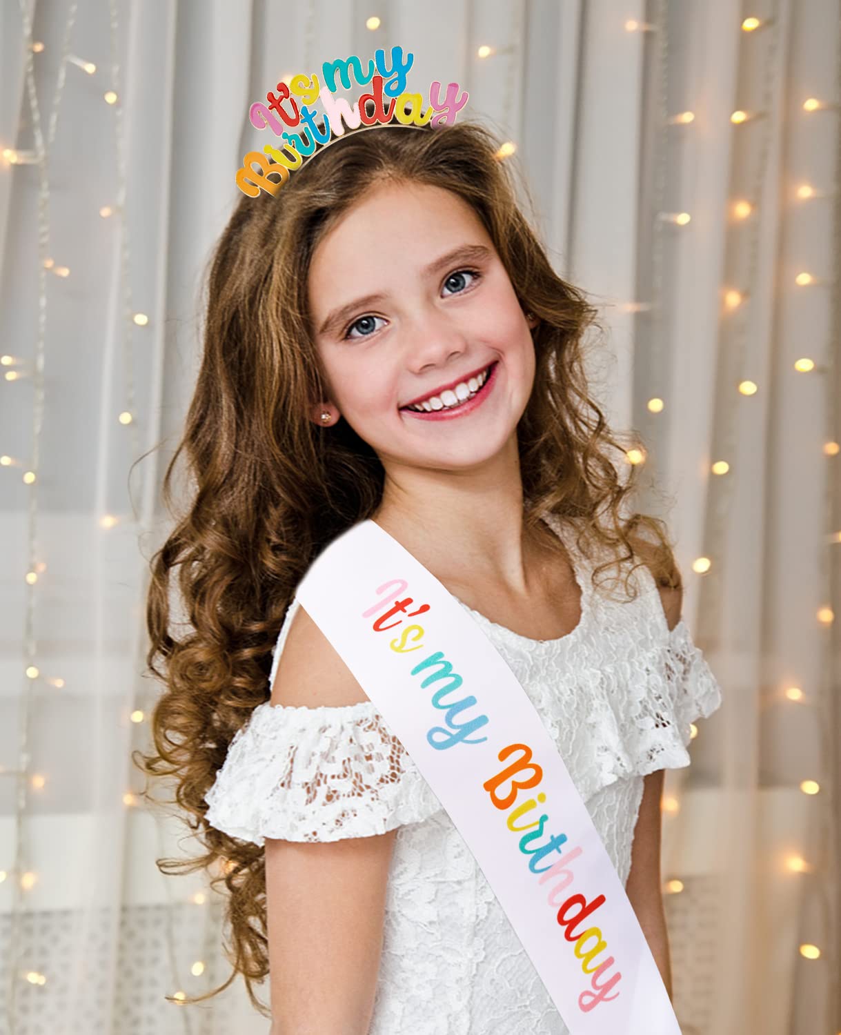 Birthday Crown for Girls, Cute Birthday Sash & Birthday Tiara for Women Set, Sweet Birthday Headband Birthday Decorations Birthday Gifts for Women