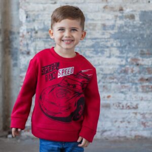 Disney Pixar Cars Lightning McQueen Toddler Boys Fleece Sweatshirt Red 3T