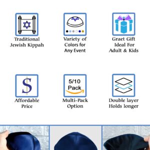 Pack of 30-Pcs - Hq 19/20CM Satin Kippah for Men & Boys, Yamaka Hat Designed in Israel - Kippot Bulk (Blue, Satin 30 Pack)