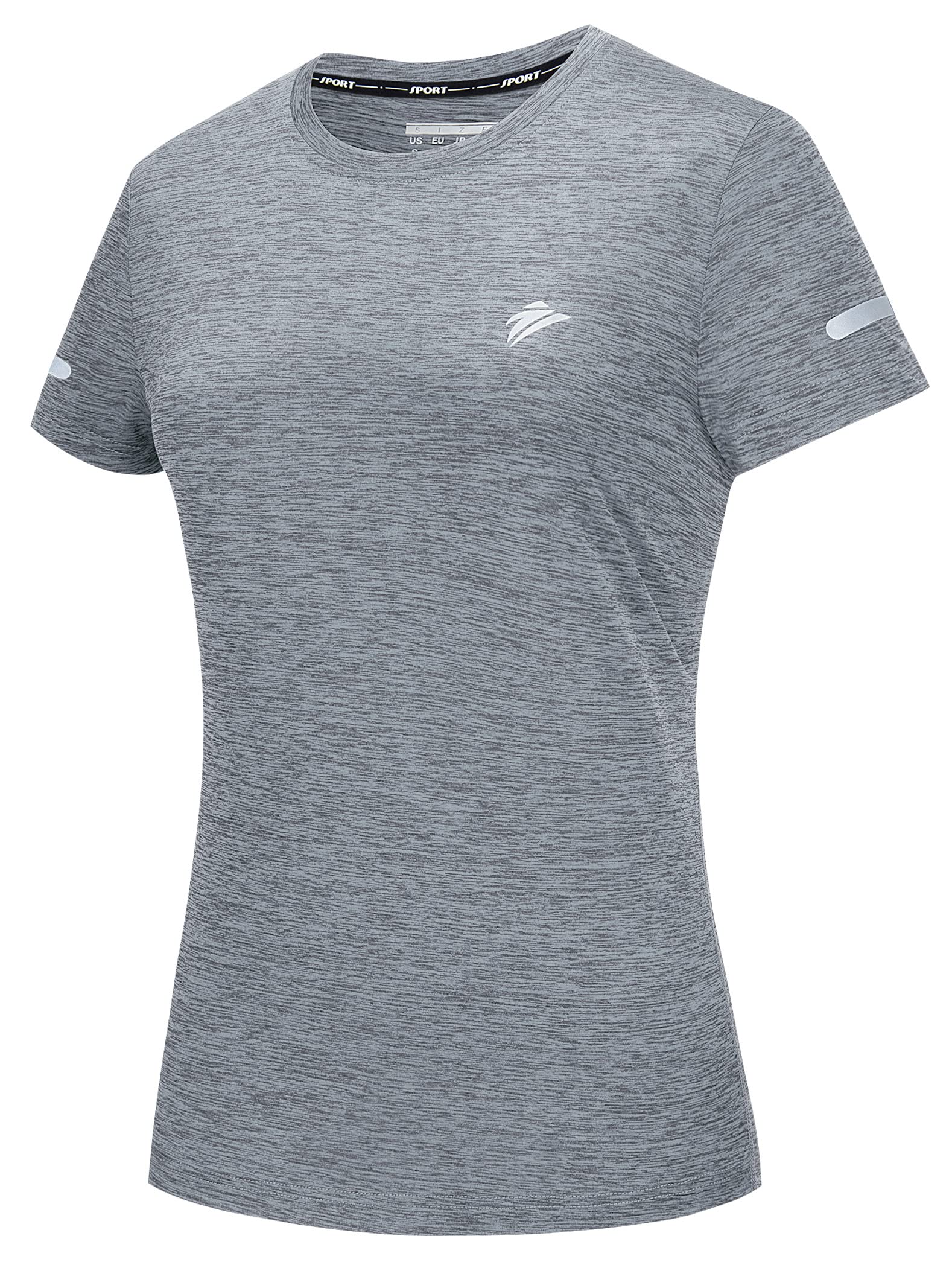 TACVASEN Women's Running Athletic T-Shirt Short Sleeve Lightweight Wicking Shirts Hiking Fitness Tops Light Grey M