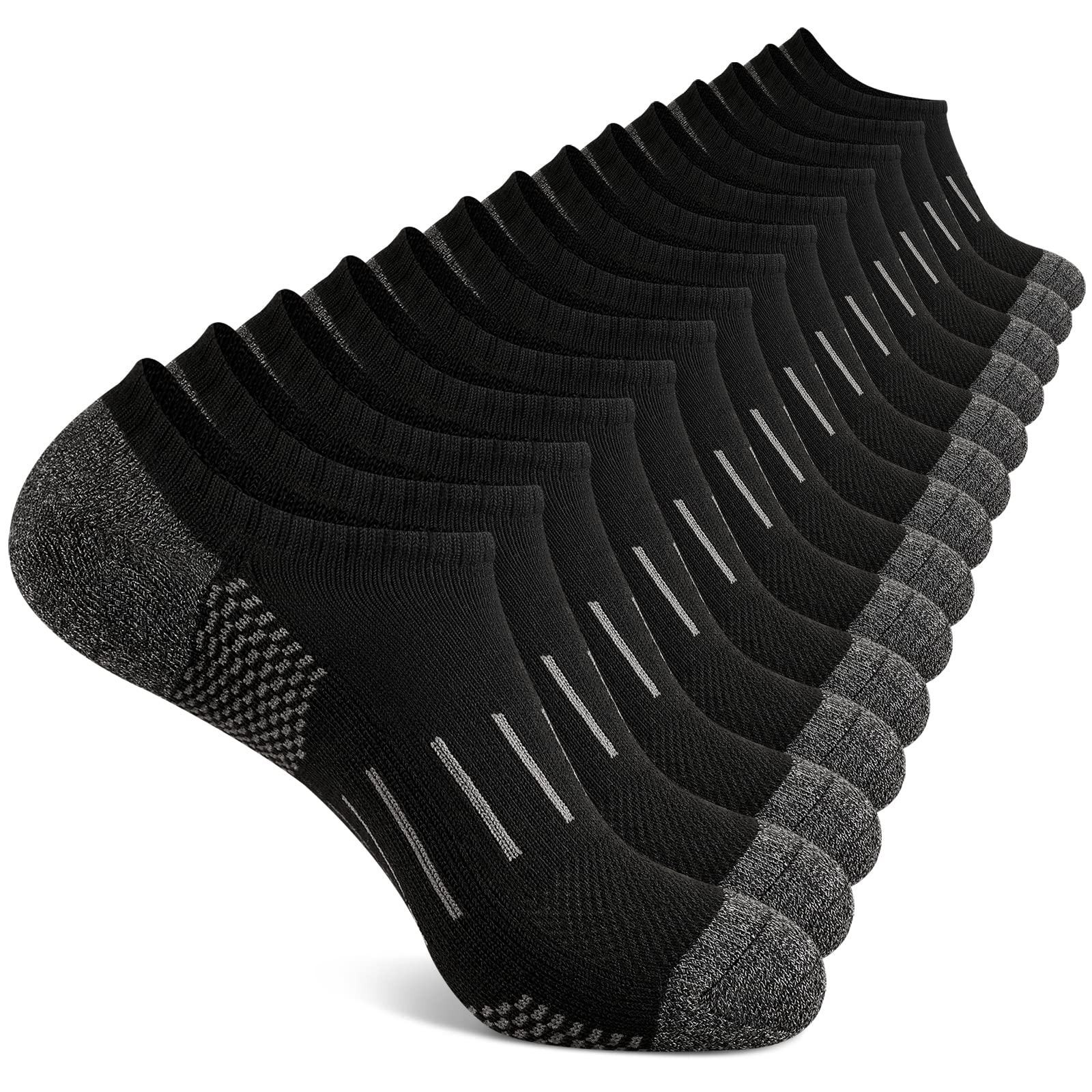 Heatuff No Show Socks Men 7 Pairs Low Cut Athletic Cushion Non Slip Breathable Socks