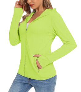 tacvasen spf jackets for women with pockets sun protection traveling rash guard hoodie shirts, f-green, l