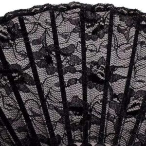 RAN 8.7" Lace Floral Folding Hand Fans - Womens Handmade Black Imitated Silk Fabric Lace Hand Fan, Bamboo Folded Fans (Color : Black, Size : 8.7")