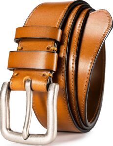 wolfant men's 38mm casual jean belt,100% real solid full grain leather